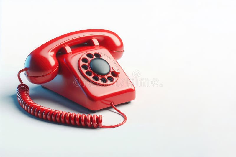 A Red Retro Phone with a Rotary Dialer. Space for Text. Stock ...