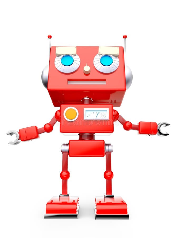 Red retro robot stock illustration. Illustration of computer - 106145187