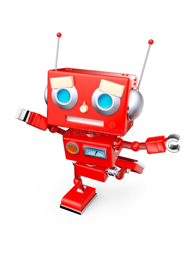 Red retro robot stock illustration. Illustration of droid - 106534943