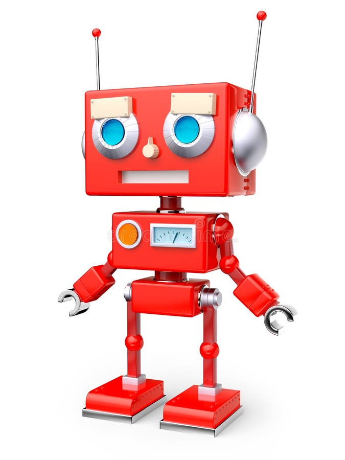 Cartoon Red Robot 3D Illustration Stock Illustration - Illustration of ...