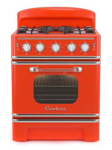 Red retro stove stock illustration. Illustration of panel - 42166091