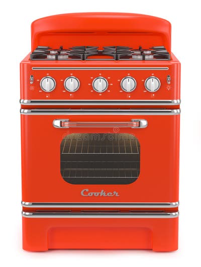 Red retro stove stock illustration. Illustration of panel - 42166091