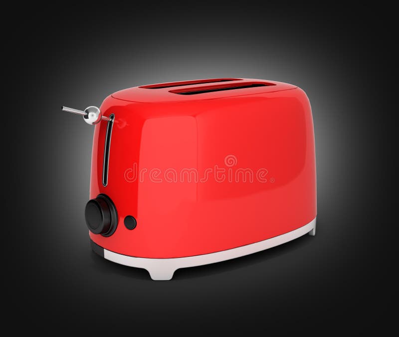 Red Retro Toaster on Blue Gradient Background 3d Stock Illustration ...