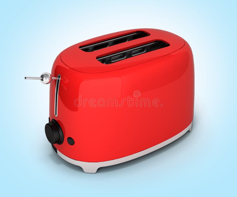 Red Retro Toaster on Blue Gradient Background 3d Stock Illustration ...