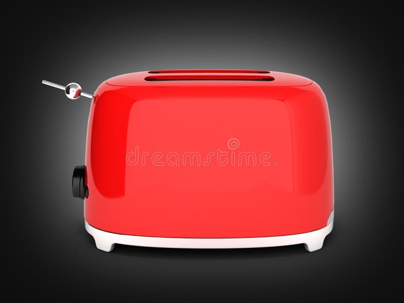Red Retro Toaster Side View on Black Gradient Background 3d Stock ...