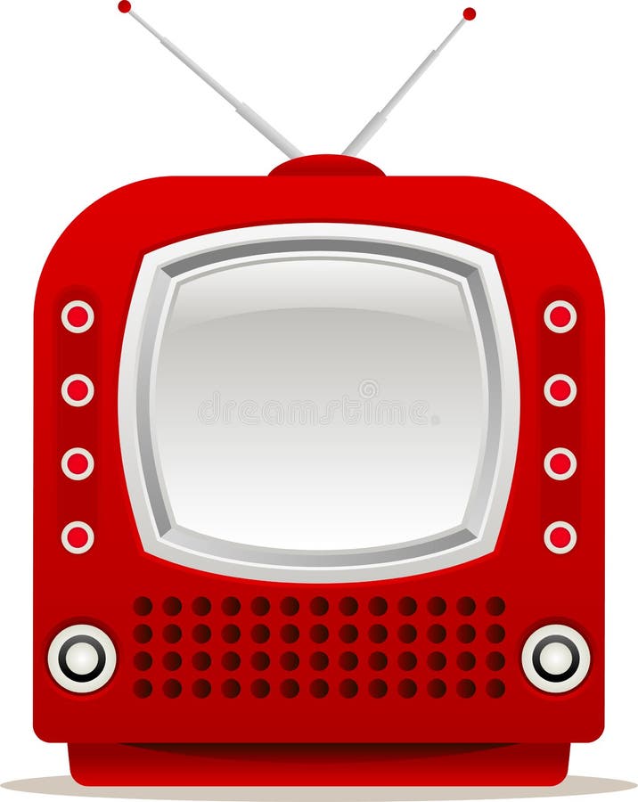 Red retro tv stock vector. Illustration of television - 24896372
