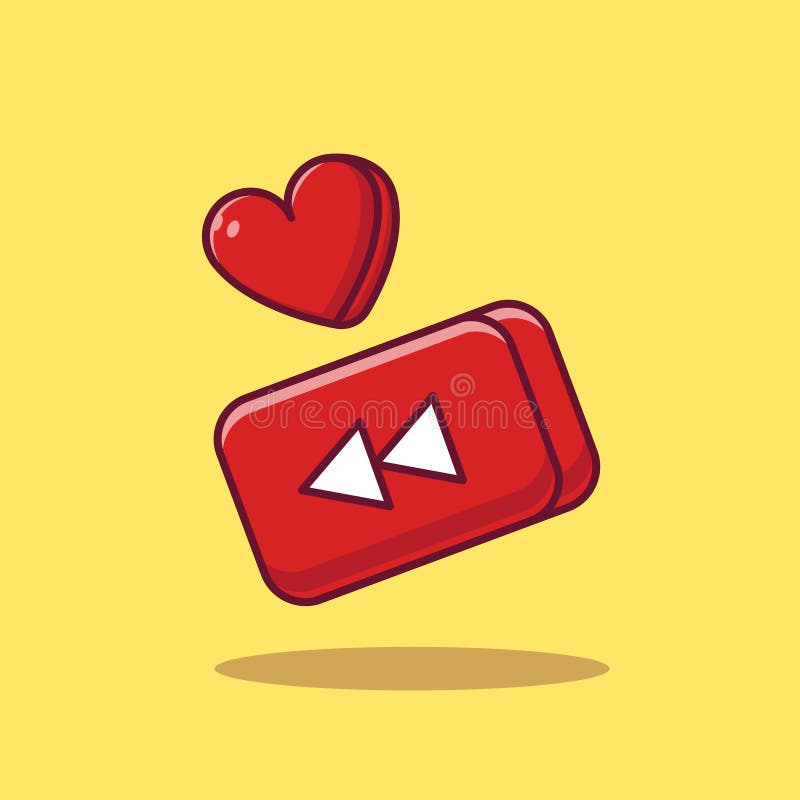 Red Rewind and Love Button Vector Illustration. Social Media Element ...