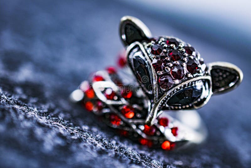 Red Rhinestone Red Fox Ring Stock Image - Image of surface, view: 237624387