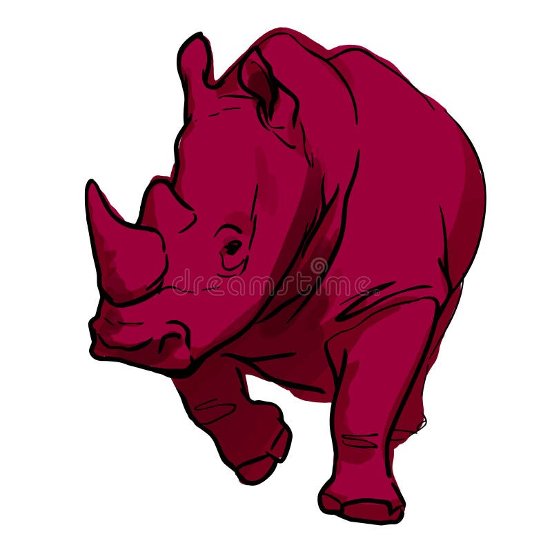 Red Rhino on White Background Stock Vector - Illustration of large ...