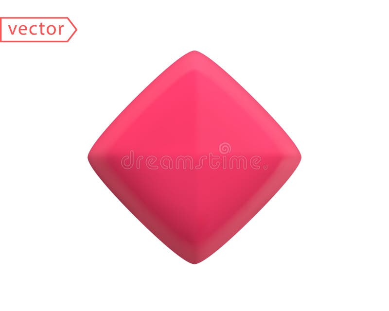 Red Rhombus 3D Design Element. Realistic Cartoon Style Design ...