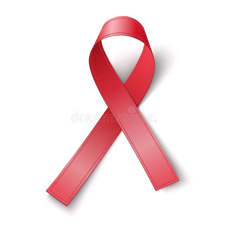 Red Ribbon, AIDS Awareness Symbol, Isolated on White Stock Vector ...