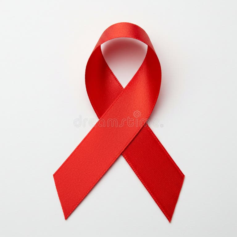 A Red Ribbon is Arranged in a Loop with a Diagonal Cross at the Front ...
