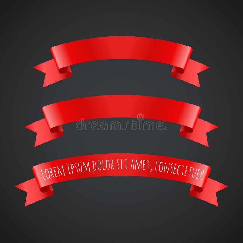 Red Ribbon Banner Flags Set. Retro Elements Collection Stock Vector ...