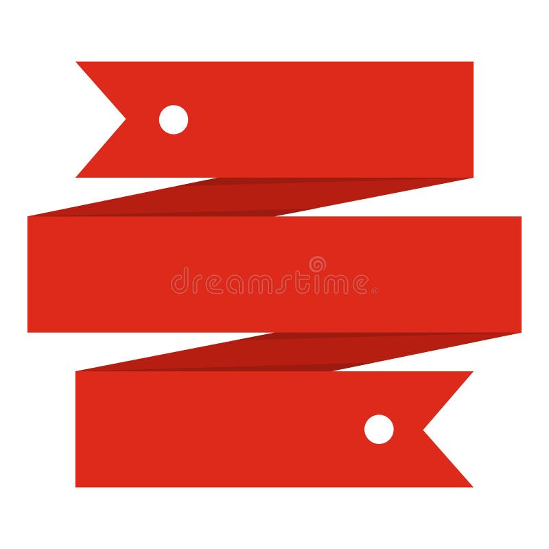 Red Ribbon Banner Icon, Flat Style Stock Vector - Illustration of blank ...