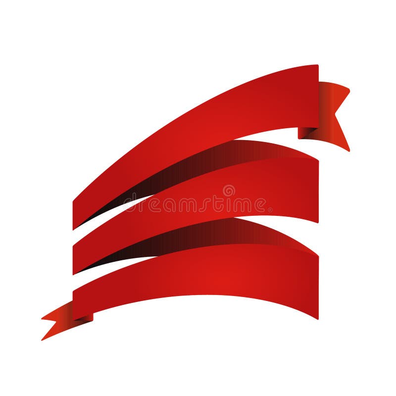 Red Ribbon Banner Isolated on a White Background Stock Illustration ...