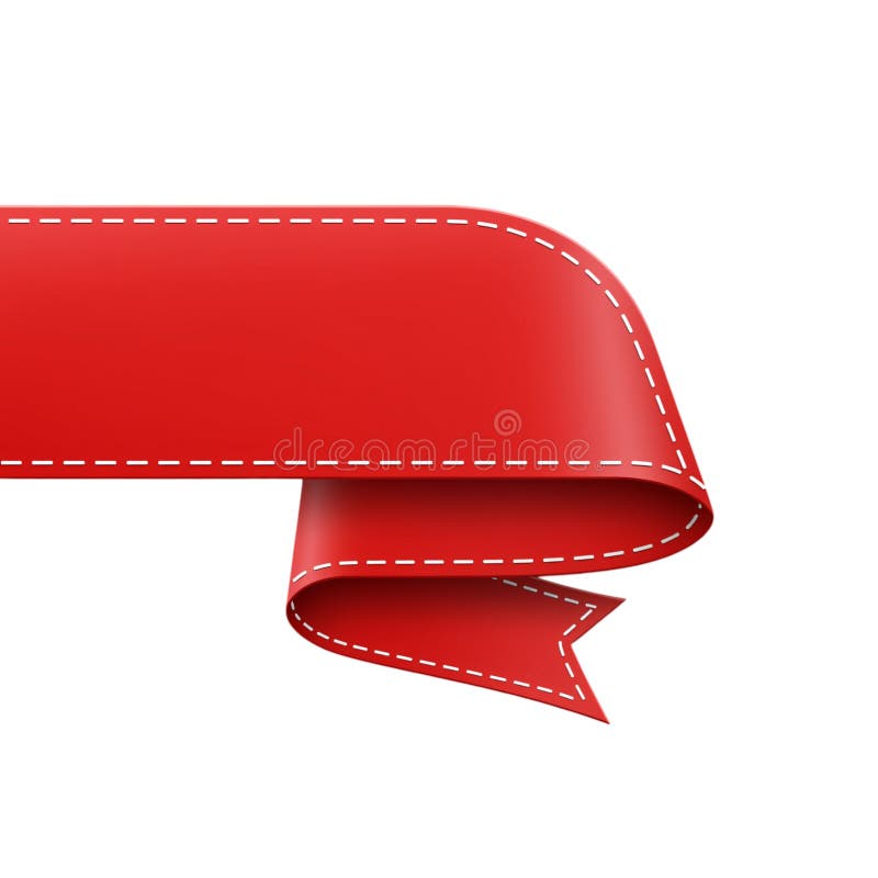Red Ribbon Banner with Stitching for Design Elements Stock Illustration ...