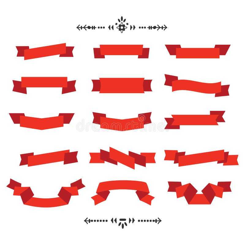 Red Ribbon Banners Set on White Background Stock Vector - Illustration ...