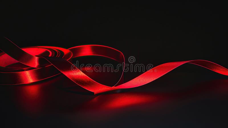 Red Ribbon on Black Background Stock Illustration - Illustration of ...