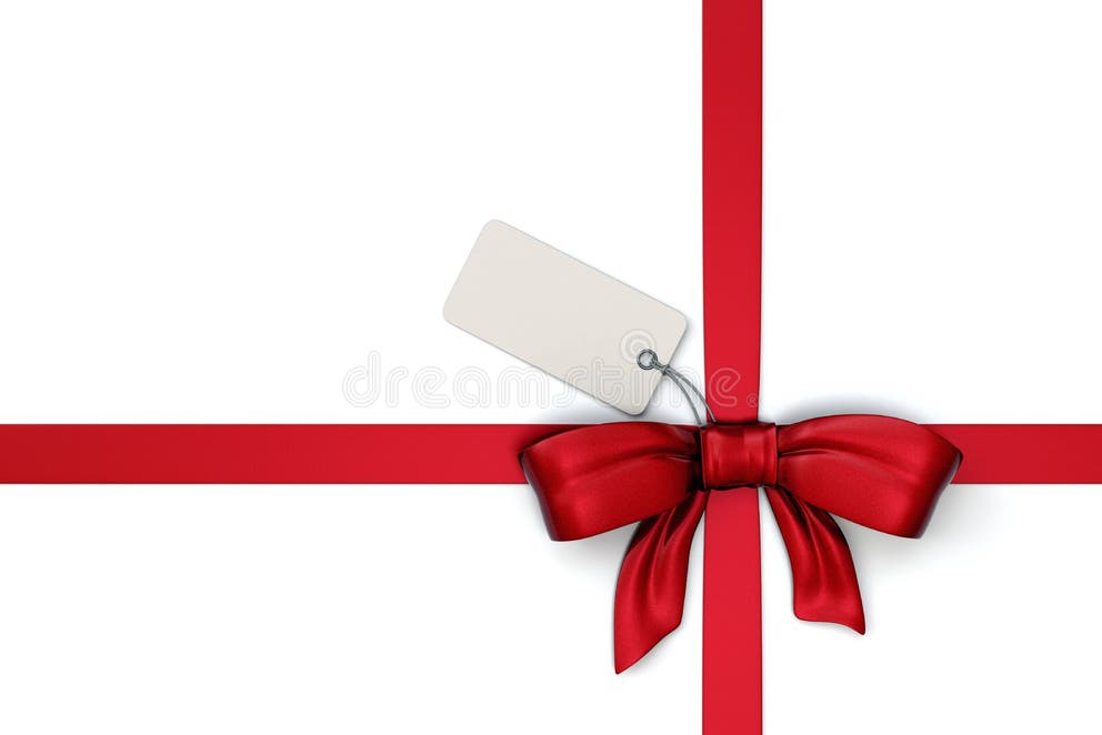 Red ribbon with blank tag stock illustration. Illustration of blank ...