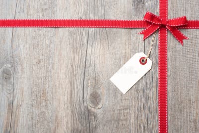 Red Ribbon and Bow with Address Label Stock Image - Image of style ...