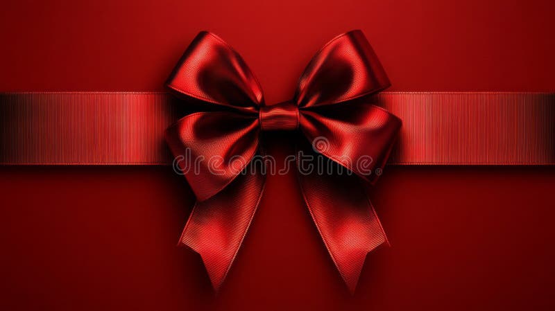 Red Ribbon Bow on Red Background Elegant Design Stock Illustration ...