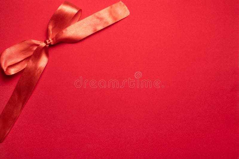 Red Ribbon Bow on Red Background. Red Background Made from Paper. Stock ...