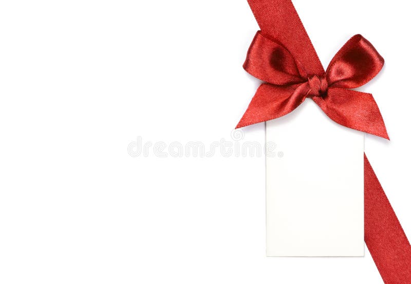 Red Ribbon with Bow and Card Stock Photo - Image of elegant, design ...