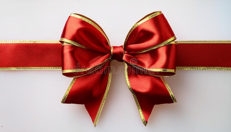 Red Ribbon and Bow with Gold Isolated Against Transparent Background ...