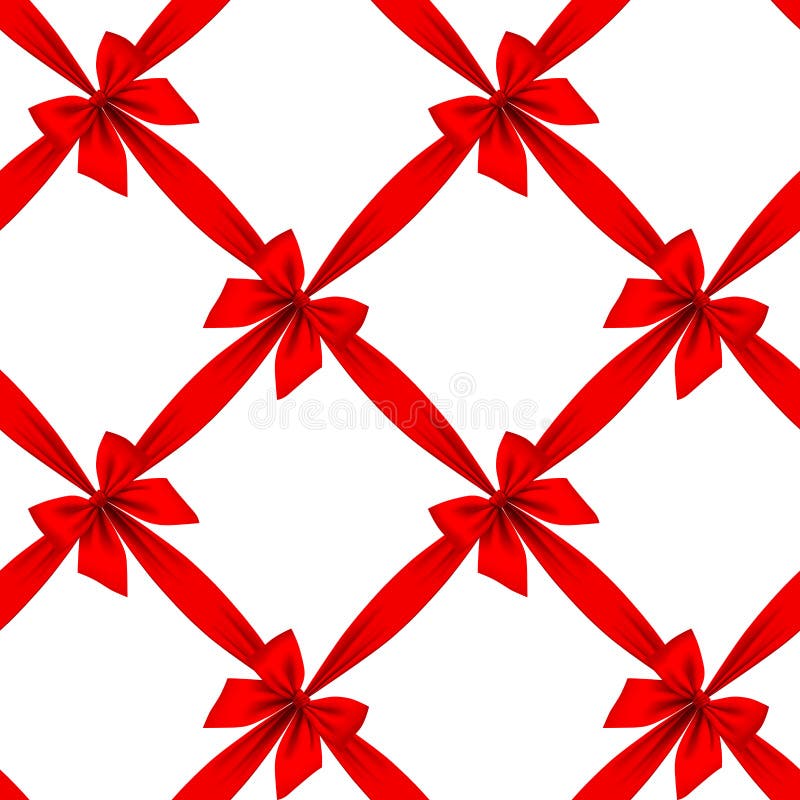 Red Ribbon and Bow Grid Seamless Pattern Background Isolated on Stock ...