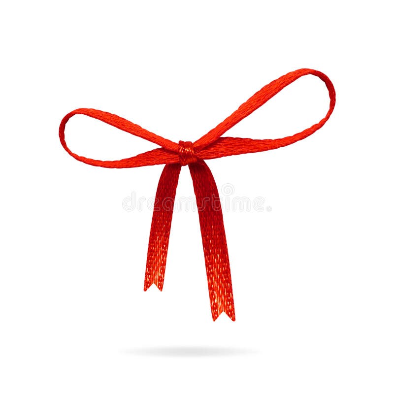 Red Ribbon Bow Isolated on White Background. Celebration Label for Your ...