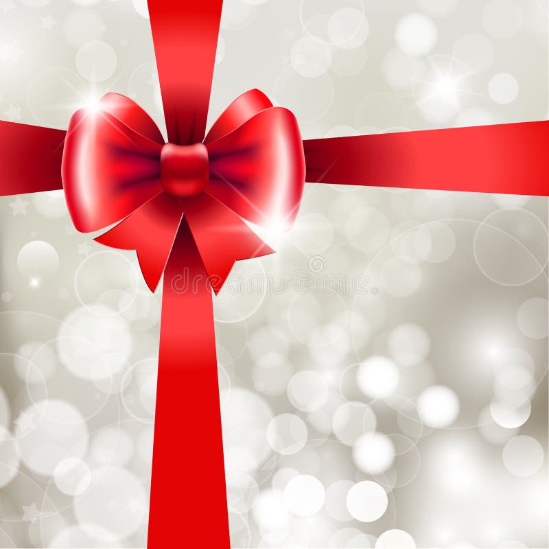 Red Ribbon with Bow on Silver Background. Stock Vector - Illustration ...