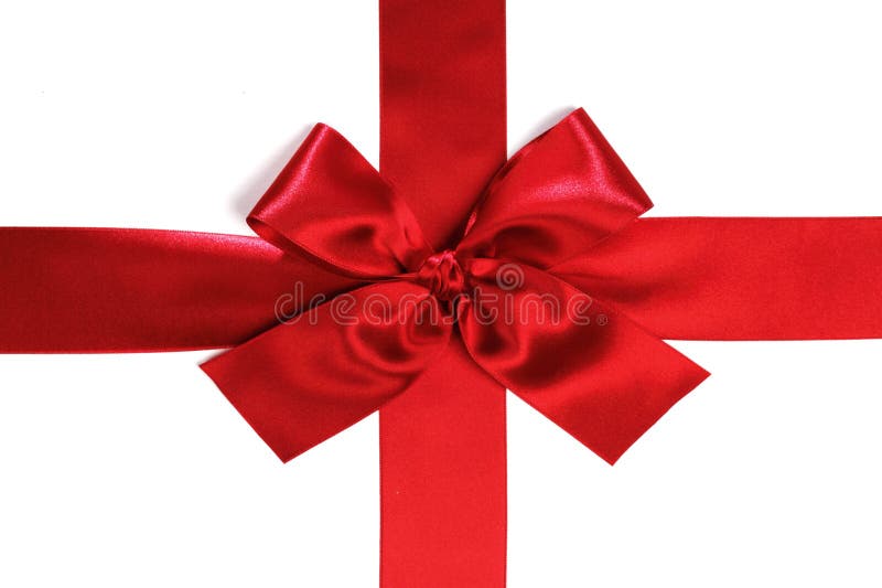 Red Ribbon with Bow on White Stock Photo - Image of knot, satin: 36605230