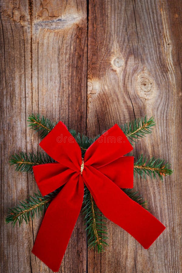 Red Ribbon Bow on Wooden Board Stock Image - Image of deal, commodity ...