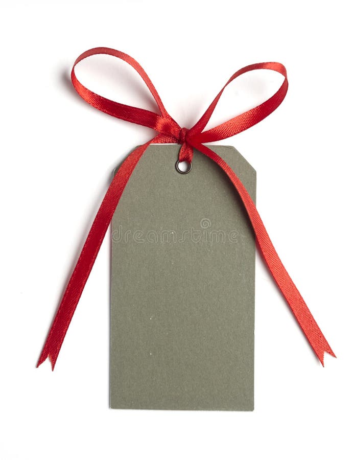 Red Ribbon And Bow With Address Label Stock Image - Image of style ...