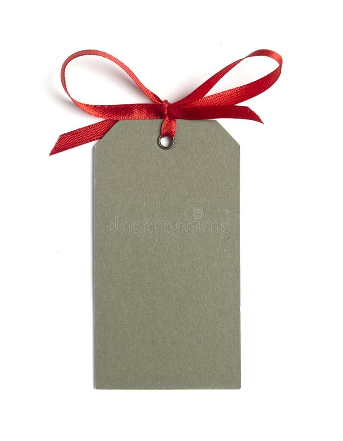 Blank Tag with Red Ribbon stock image. Image of label - 9801765