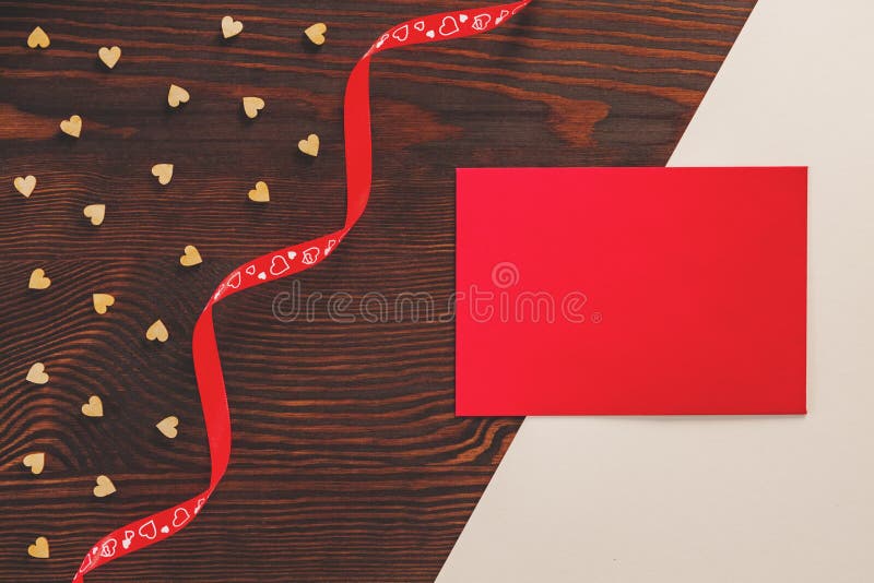 Red ribbon and card stock photo. Image of thank, simple - 85358056