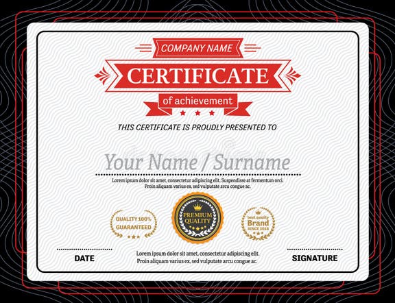 Red Ribbon Certificate Diploma Template Vector Illustration Stock ...