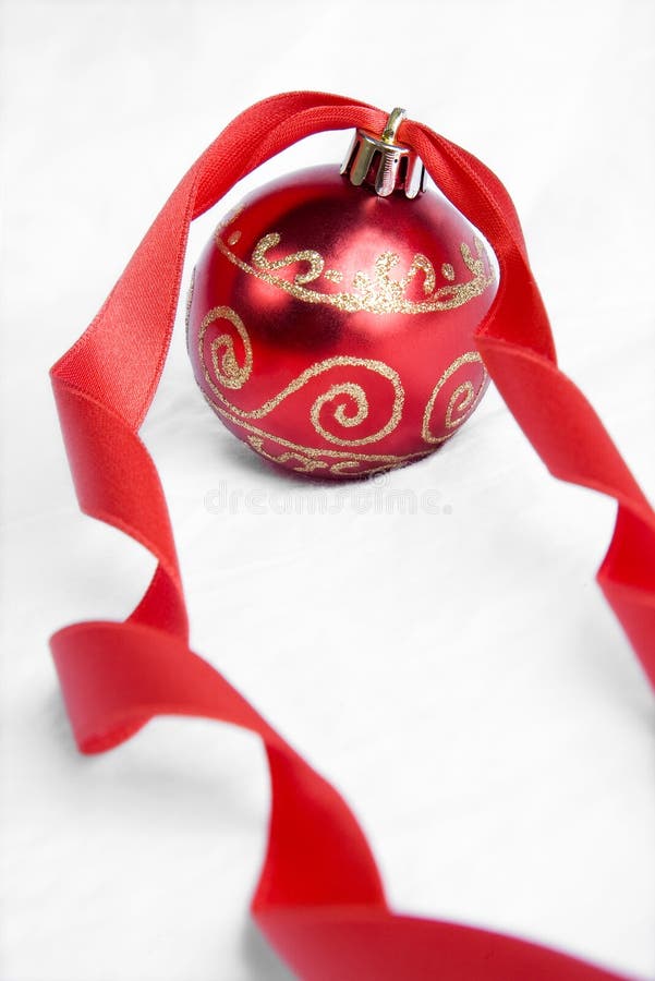 Red Ribbon Christmas Baubles Stock Image - Image of hang, shine: 10554849