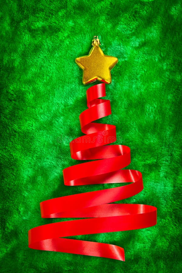 Red ribbon Christmas tree stock photo. Image of ribbon - 21777674