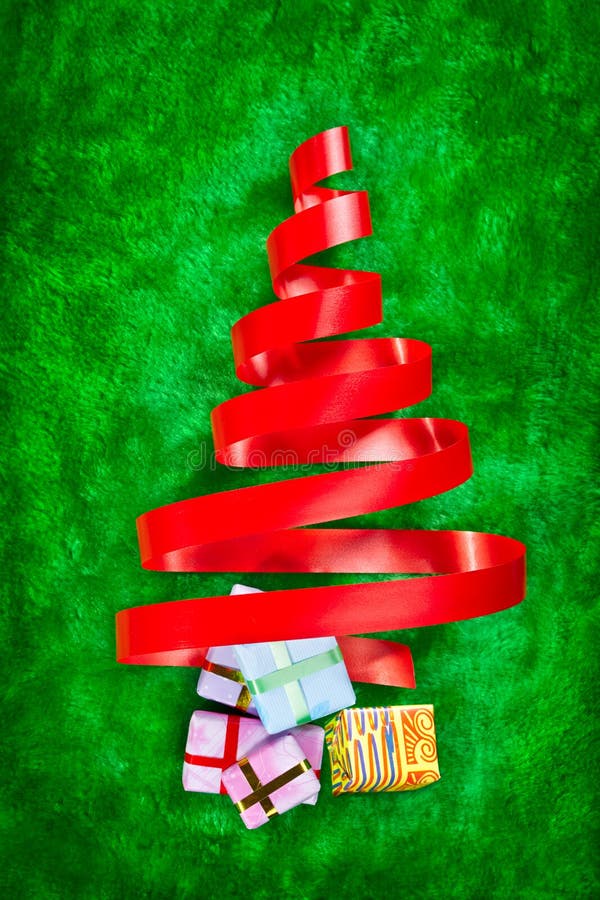 Red ribbon Christmas tree stock photo. Image of ribbon - 21777674