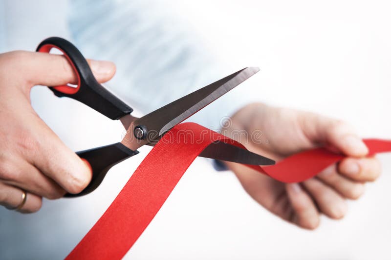 Red Ribbon Cutting for Open New Project Stock Photo - Image of grand ...