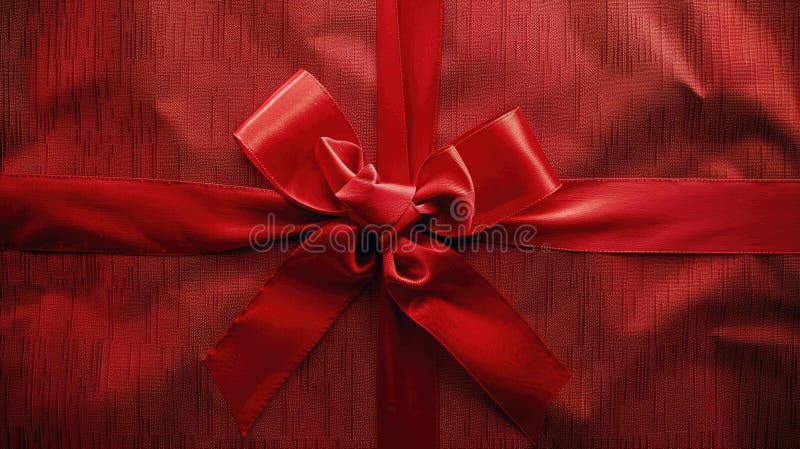 A Red Ribbon with a Delicate Bow on a Pristine Dark Background in a ...