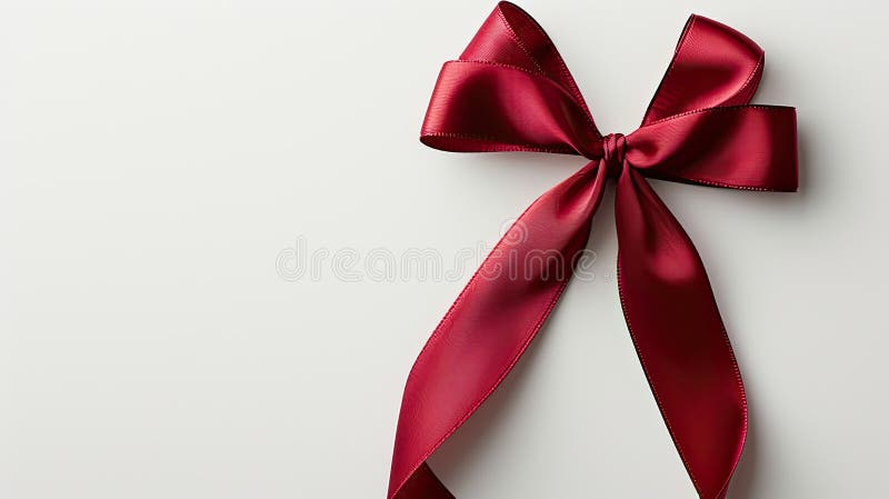 A Red Ribbon with a Delicate Bow on a Pristine White Background in a ...