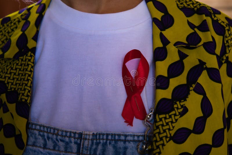 Red Ribbon Detail Against Aids or Hiv. 1st December International Day ... Red Ribbon Detail Against Aids or Hiv. 1st December International Day ...