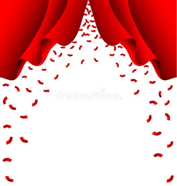 Red Ribbon Fall from Red Curtain on White Background Stock Vector ...