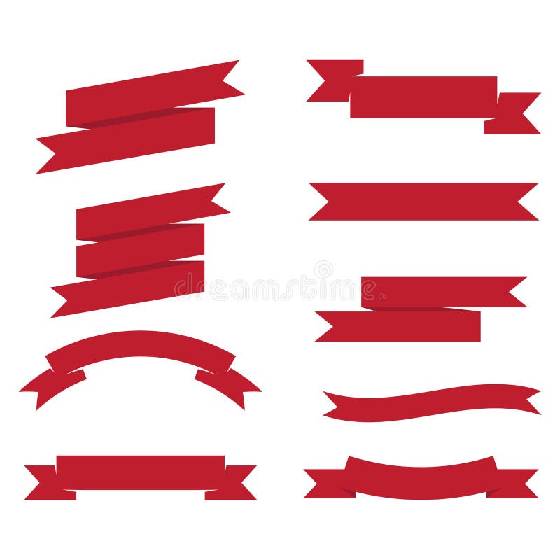 Red ribbon flat design stock vector. Illustration of paper - 258513970