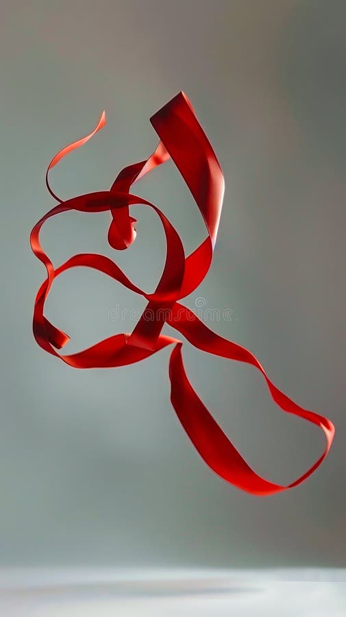 A Red Ribbon is Floating in the Air Stock Image - Image of heart, shape ...