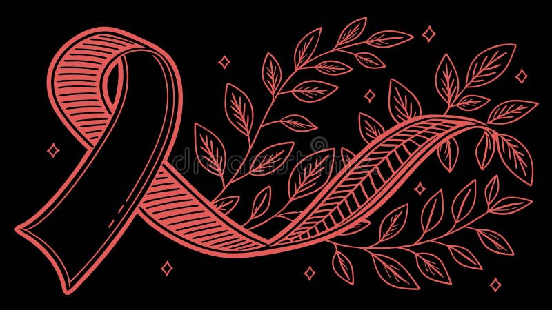 Red Ribbon with Floral Branches Awareness Symbol Support Vector Design ...
