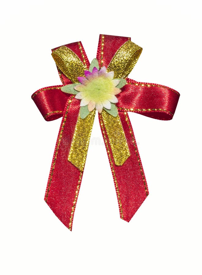 Red Ribbon with Flower on White Stock Image - Image of romance, ribbon ...