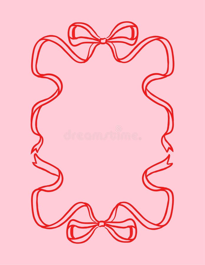 Red Ribbon Frame on Pink Background. Vector Illustration Stock ...